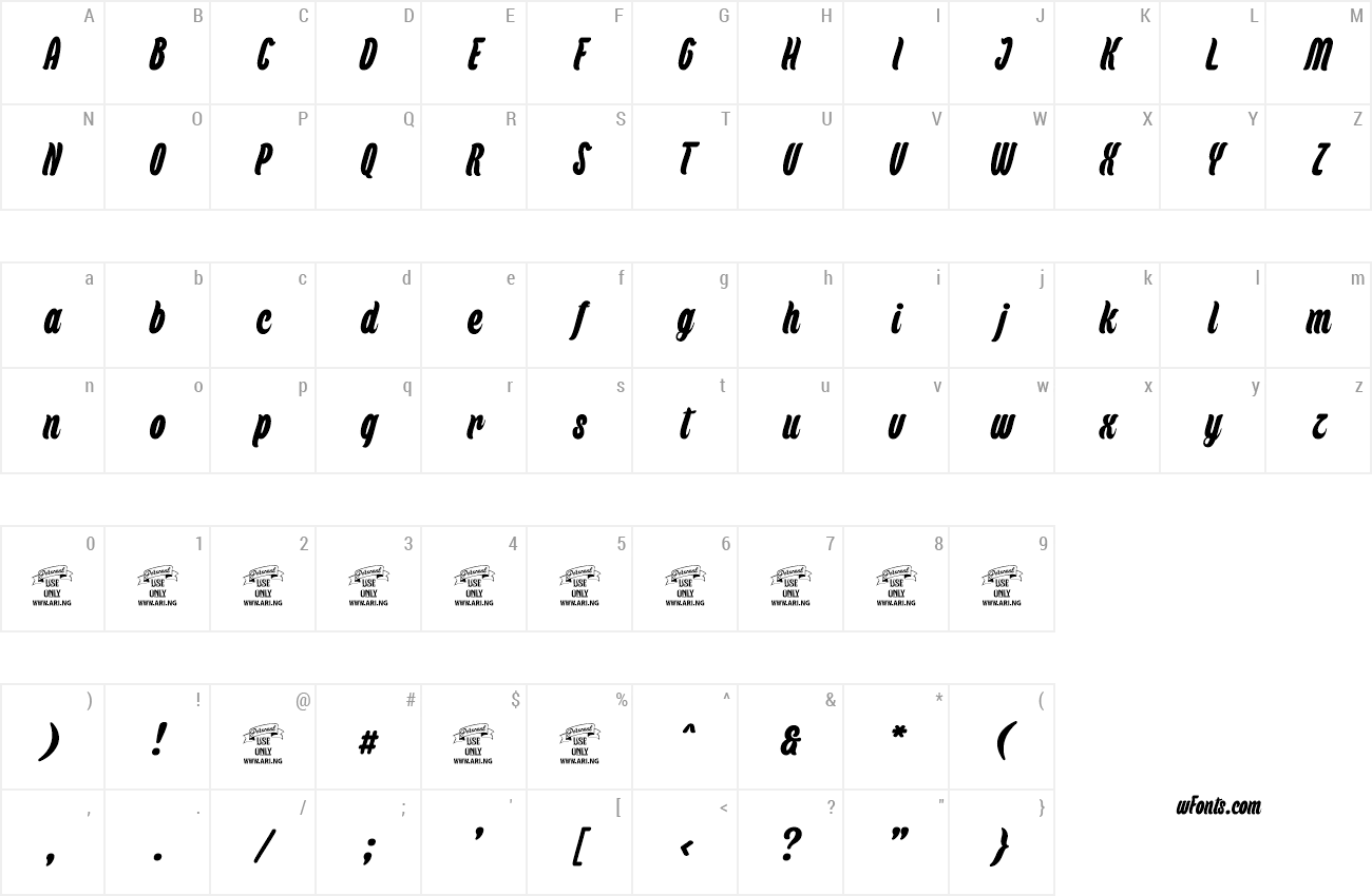 Backpack Personal Use Font
