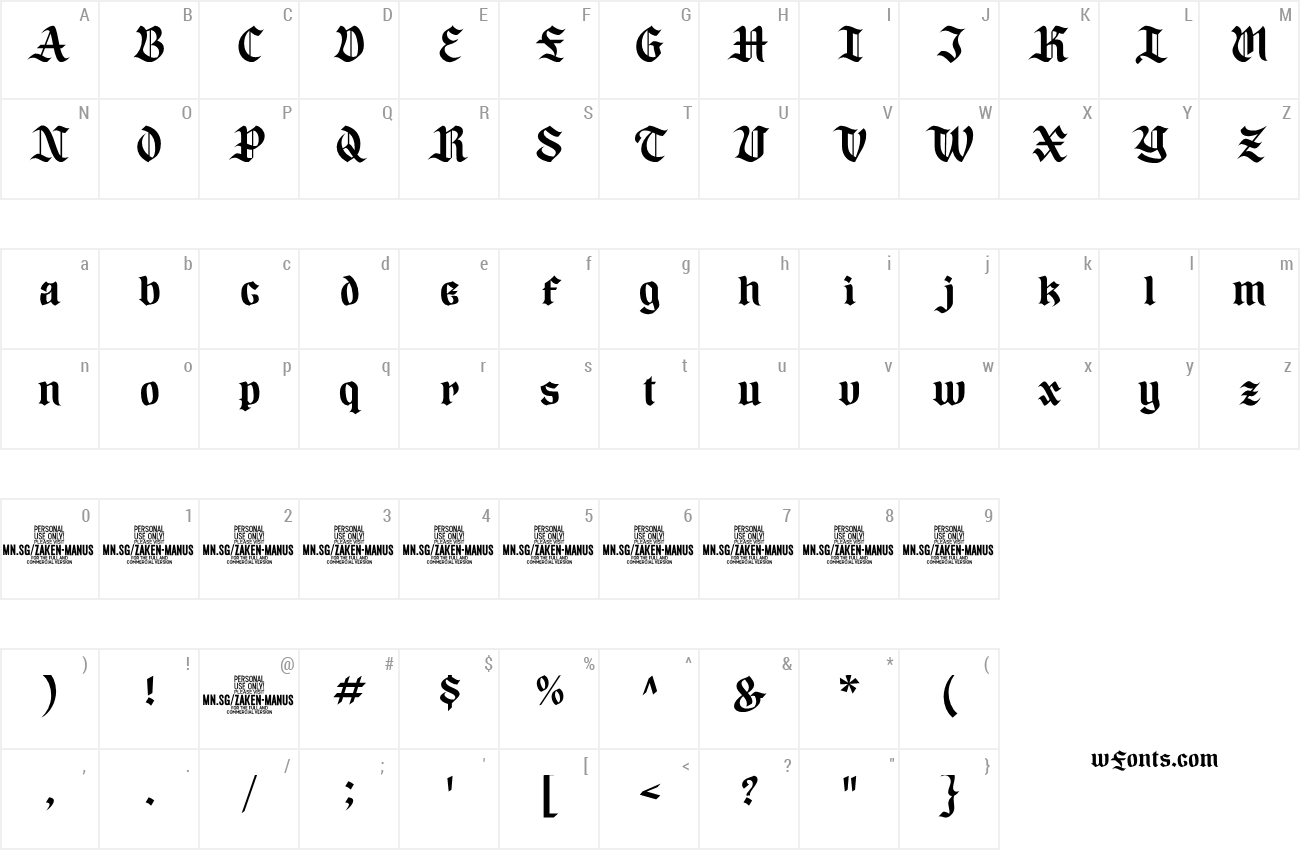 Zaken Manus Font